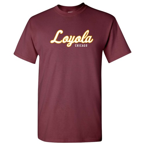 Loyola University Chicago Ramblers Script Logo, Team Color T Shirt ...