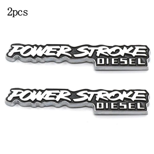 Pair For Power Stroke Diesel Logo Stickers Emblem Badge Metal Trunk ...