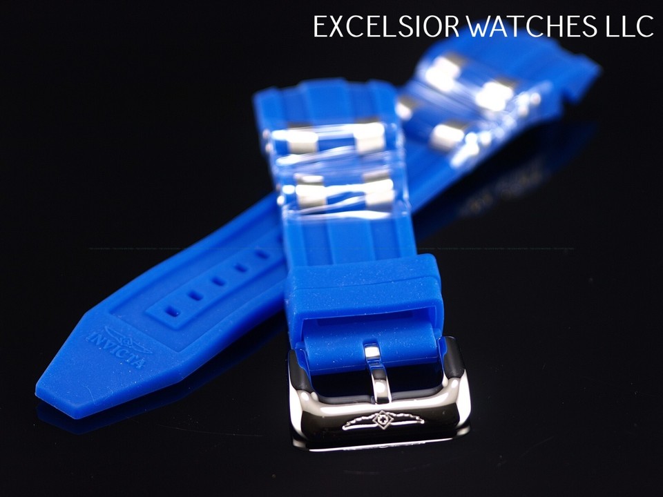 Invicta Pro Diver Scuba Blue Silicone Steel Inserts Strap Band Bracelet ...