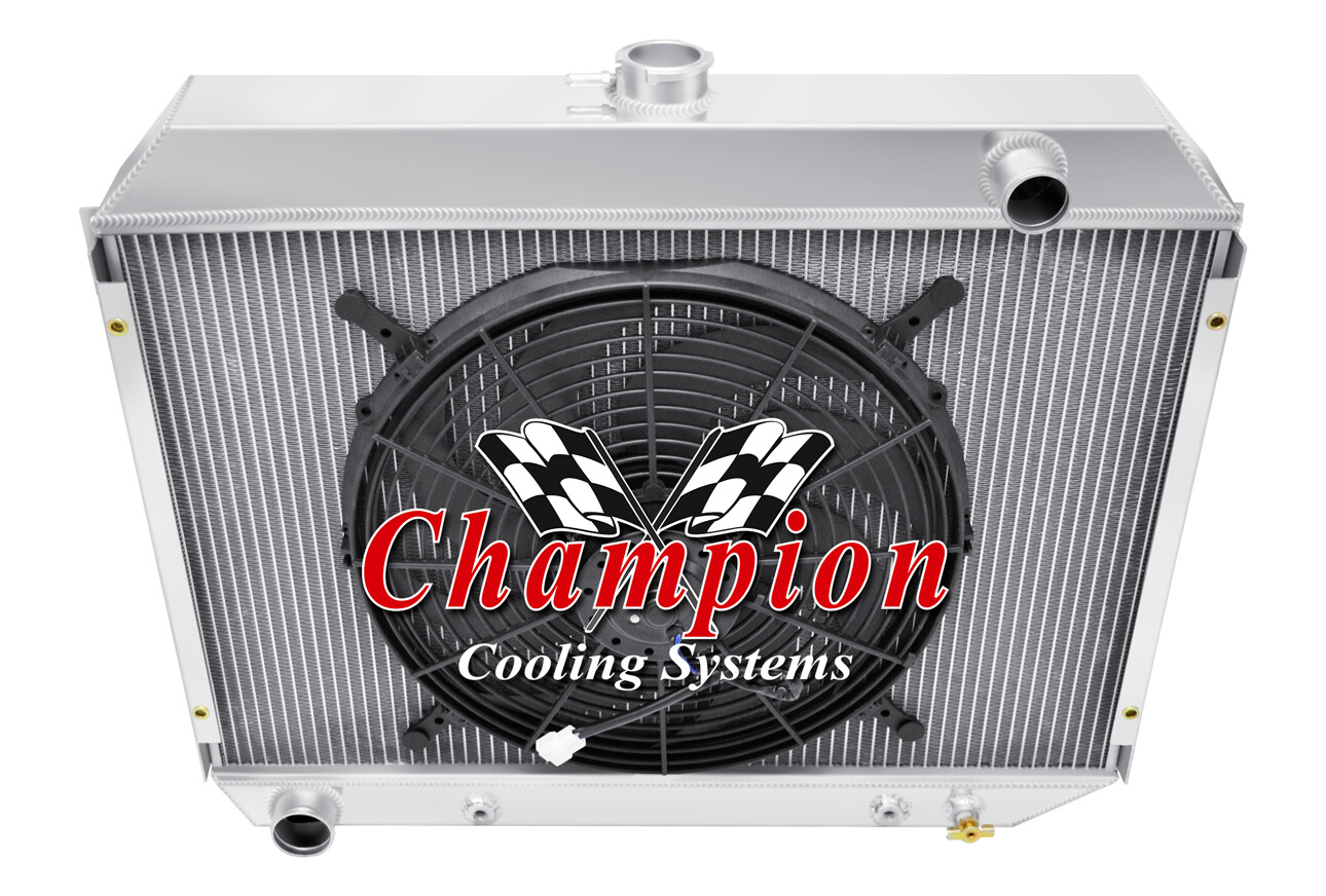 3 Row ER Champion Radiator W/ 16" Fan for 1970 - 1974 Dodge Challenger ...