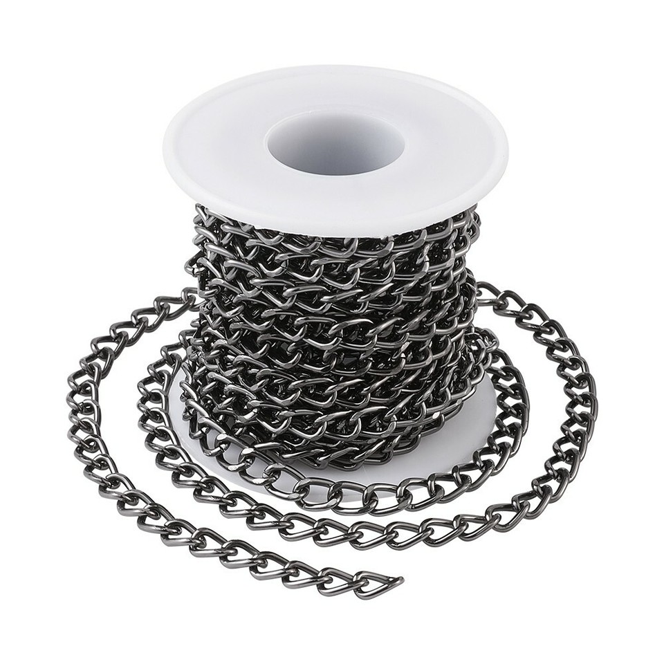 1 Roll 16.4Ft Aluminum Twist Curb Cross Chain Black Unwelded Link Chain ...
