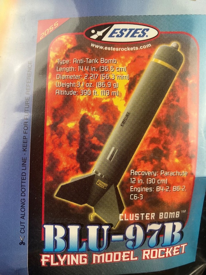 Estes BLU-97b Cluster Bomb Flying Model Rocket Kit #2055, Rare, New ...
