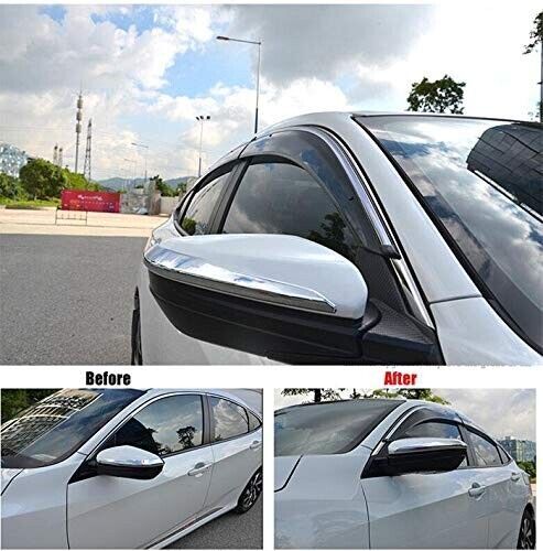 4x Door Visor Side Window Deflector+Chrome Lining For Maruti Suzuki S ...