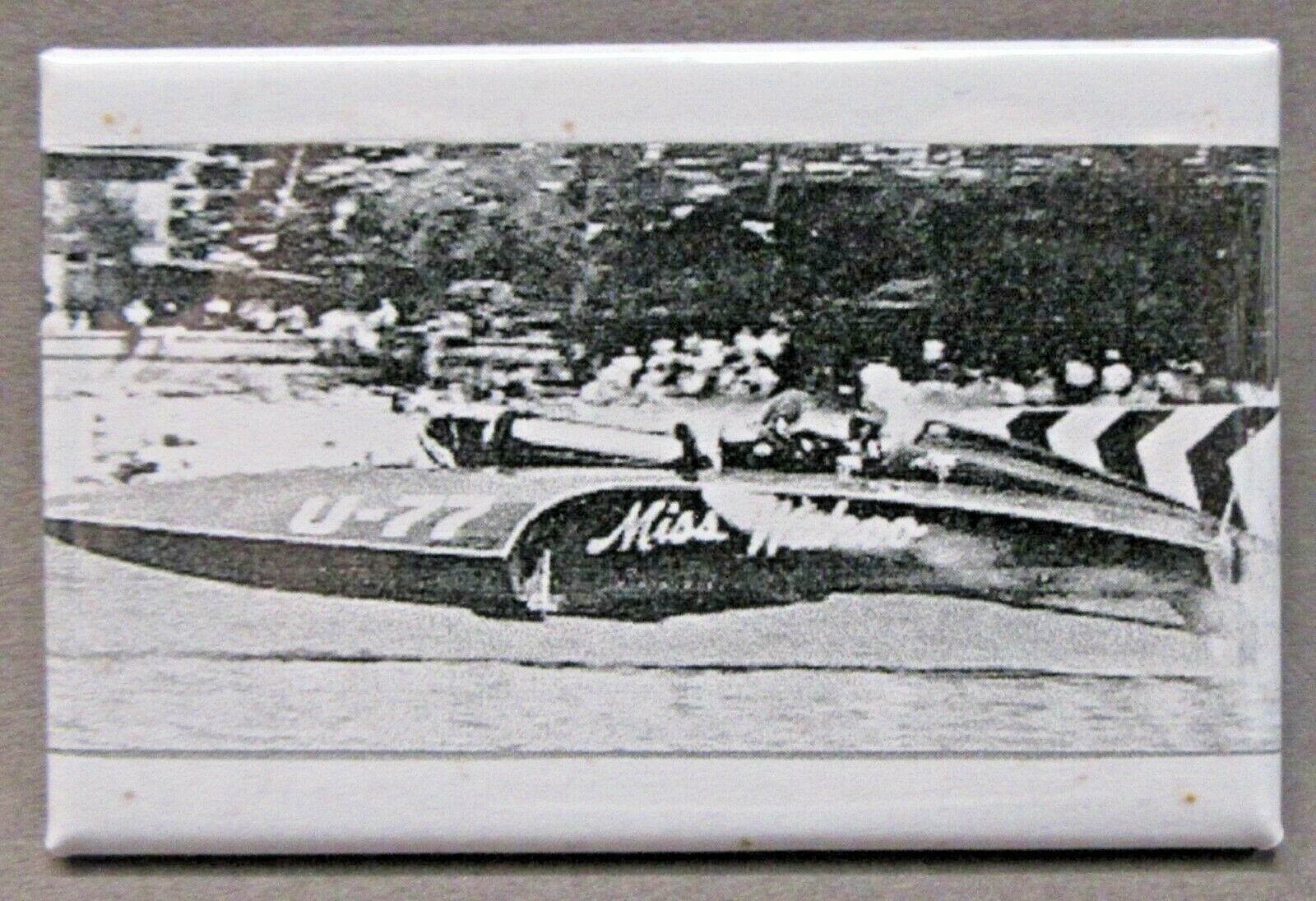 modern MISS WAHOO Rectangle b&w photo hydroplane boat racing pinback ...