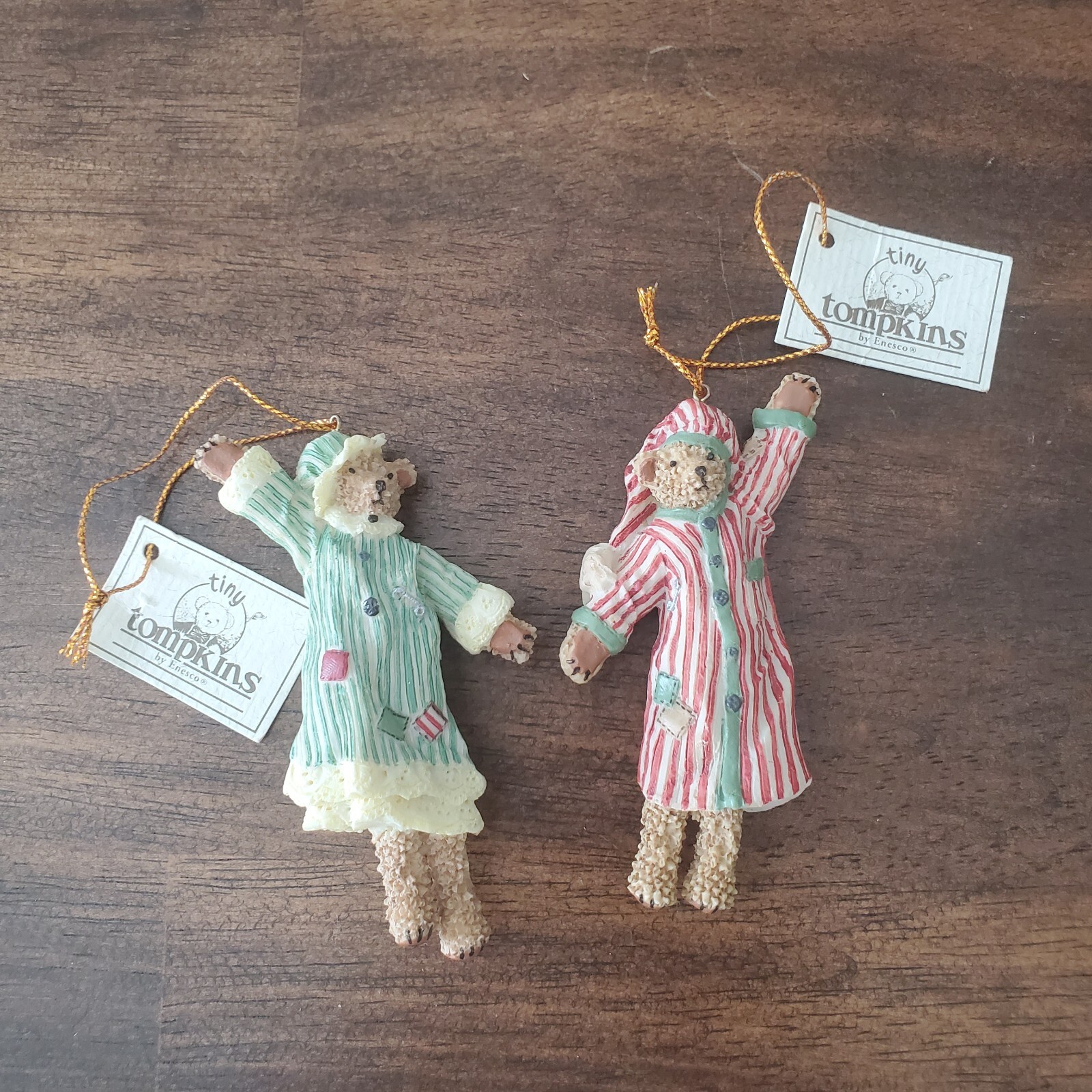 VTG Set Of 2 Teddy Tompkins Enesco Nighty Night Ornaments Night Shirt ...