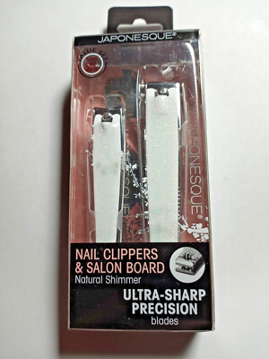 Japonesque White Glitter Finger Nail & Toe Nail Clipper Set with Nail ...