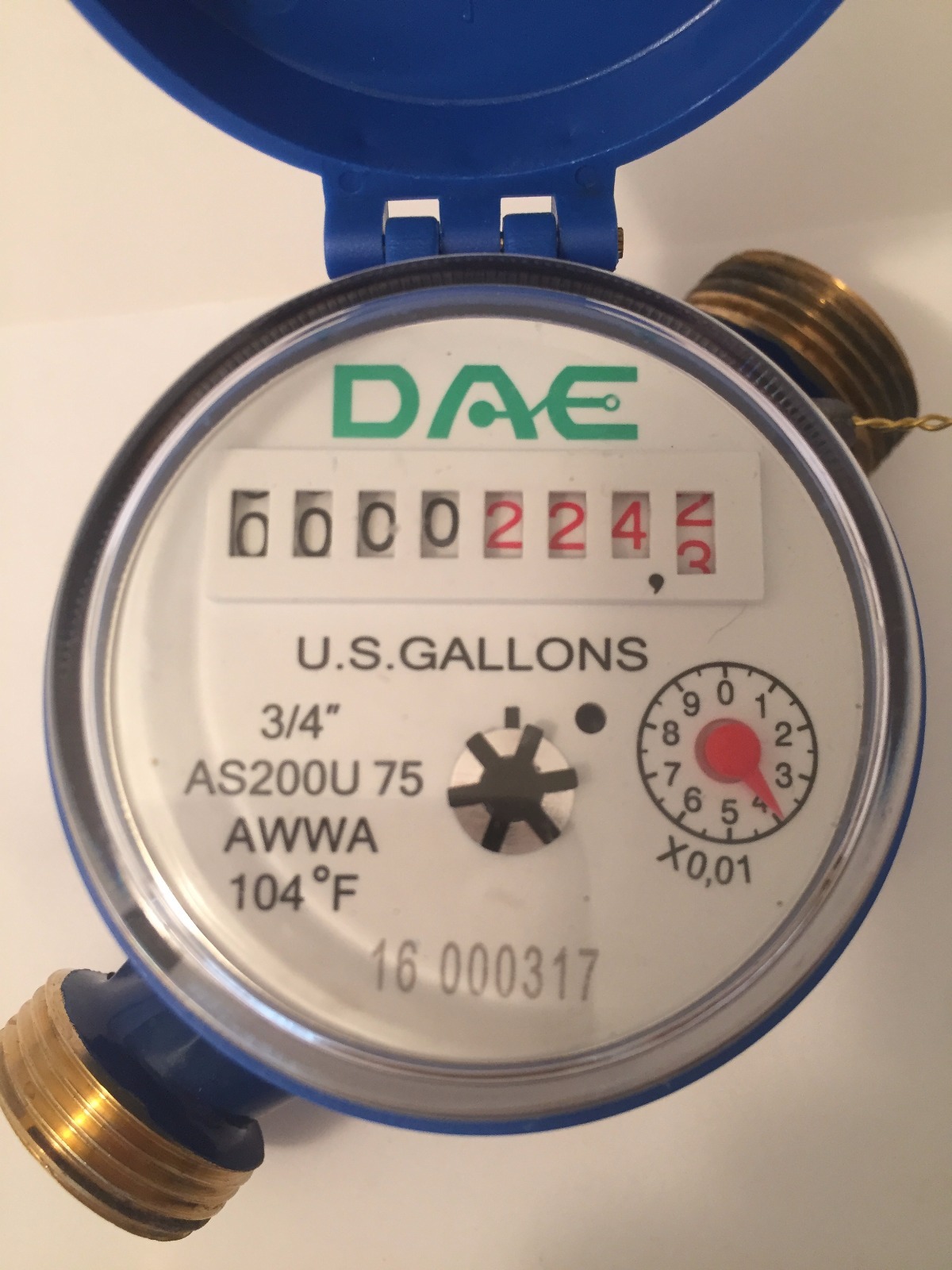 DAE AS200U-75 Water Meter, 3/4 inch NPT Couplings, Measuring in Gallons ...