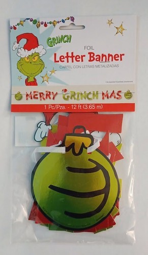 Dr. Seuss How the Grinch Stole Christmas Foil Letter Banner "Merry ...