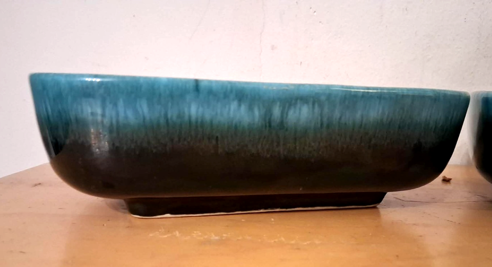 Set of 2 Vintage Hull Pottery Drip Glazed Planter~Teal Green ~Hull F41 ...