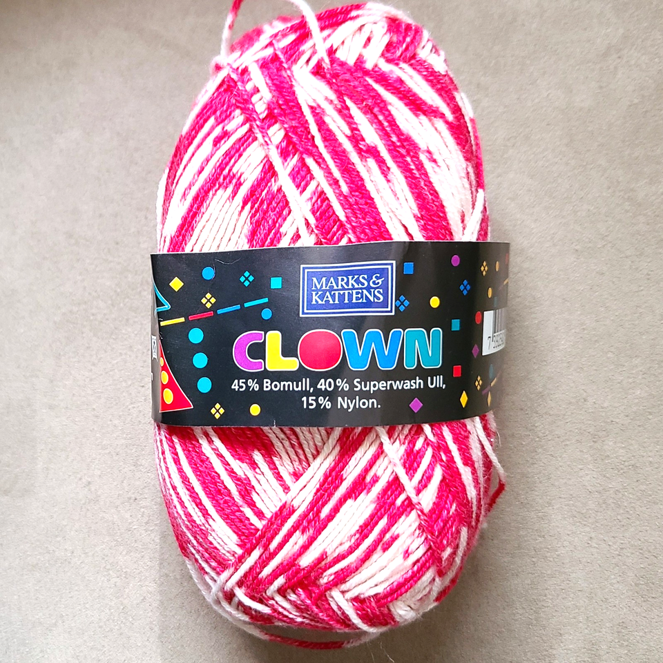 Sock Yarn - Clown by Marks & Kattens (45% Cotton/40% Wool/15% Nylon) 3 ...