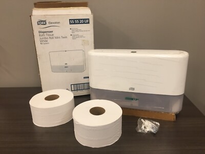 Tork Jumbo Roll Mini Twin Elevation T2 Bath Tissue Dispenser White See ...
