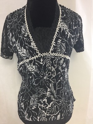 Coldwater Creek Women's Black and White Short Sleeve Top RN# 98516 P8 ...