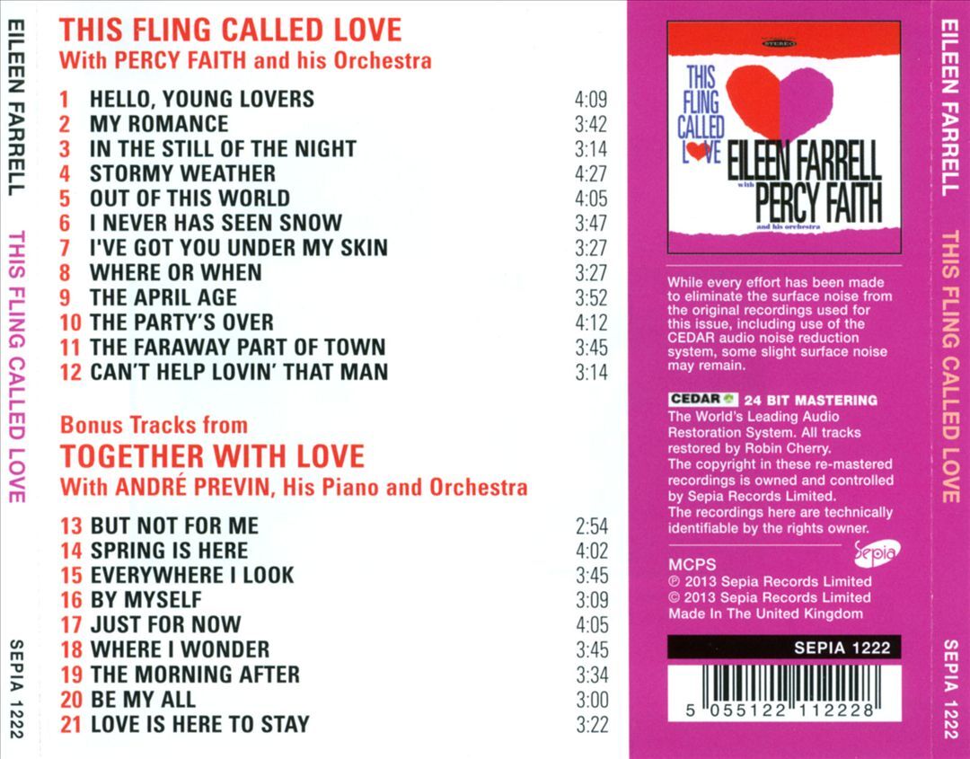 EILEEN FARRELL & PERCY FAITH AND HIS ORCHESTRA THIS FLING CALLED LOVE ...