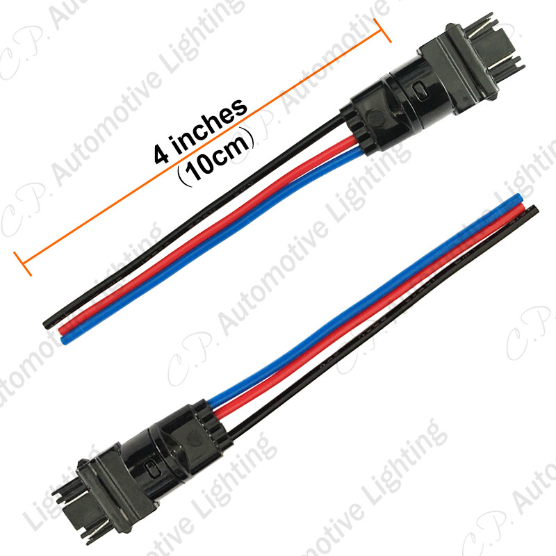 2x 3157 4157 3457 Male Connector Wire Harness DRL Brake Turn Light Plug ...