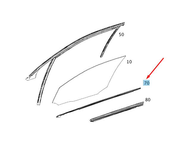 Mercedes-Benz A2047250465 Molding Underglass Offront Right Door Classic ...