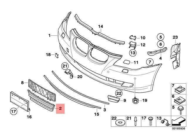 BMW NEW GENUINE 5 SERIES E60 E61 LCI 07-10 FRONT BUMPER CENTRE GRILL ...