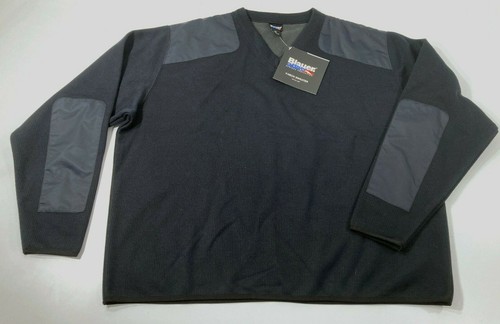 BLAUER 225 V-NECK COMMANDO STYLE FLEECE LINED SWEATER POLICE DARK NAVY ...
