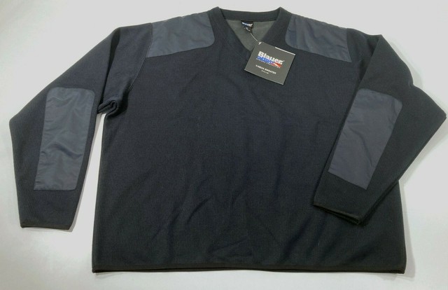 BLAUER 225 V-NECK COMMANDO STYLE FLEECE LINED SWEATER POLICE DARK NAVY ...