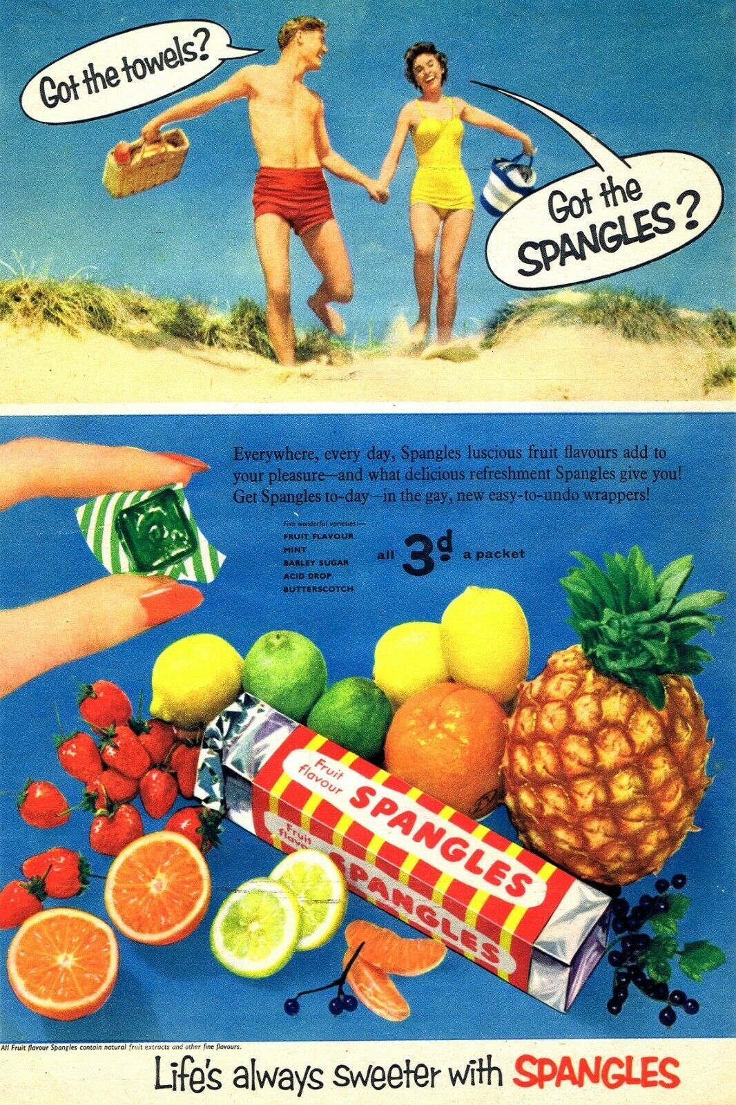 Spangles Sweets Summer Holiday Advert Vintage Retro Style Metal Sign ...