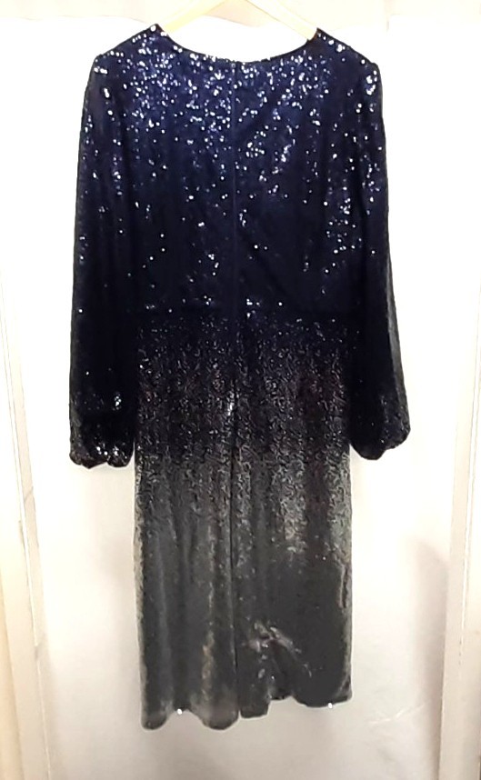 BNWT Ladies YUMI Navy Silver Polyester Sequin Covered Party Dress UK16 ...