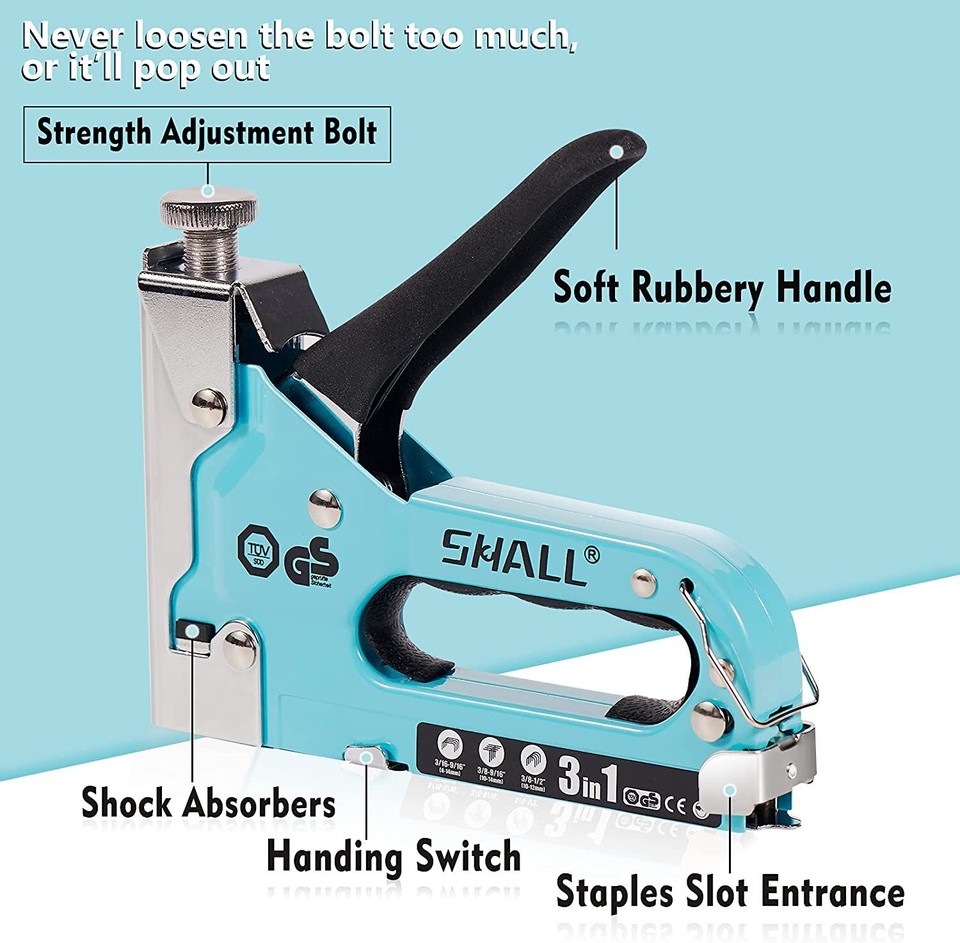 SHALL Heavy Duty 3 In 1 Hand Staple Gun Tacker With 3000 Staples Hand ...