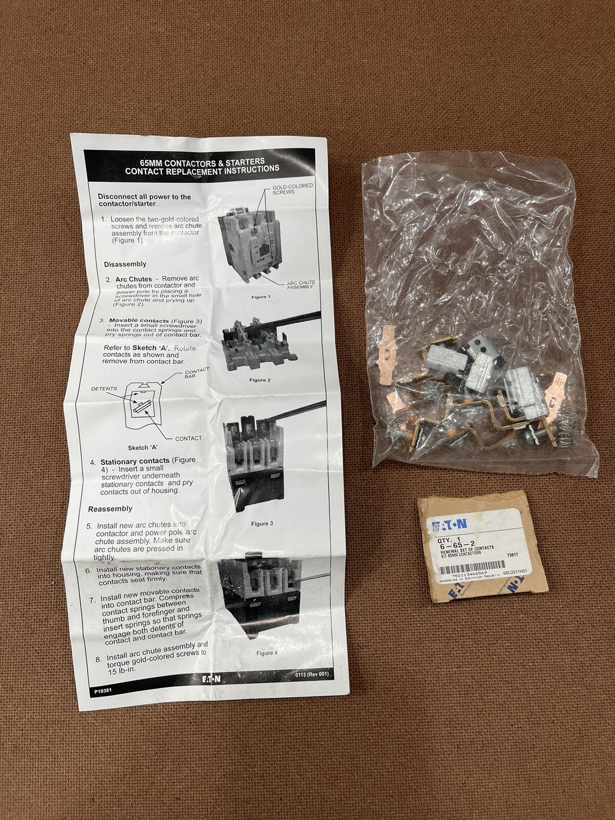 NIB Cutler Hammer 6-65-2 Renewal Set of Contacts Kit, 65mm Contactors ...