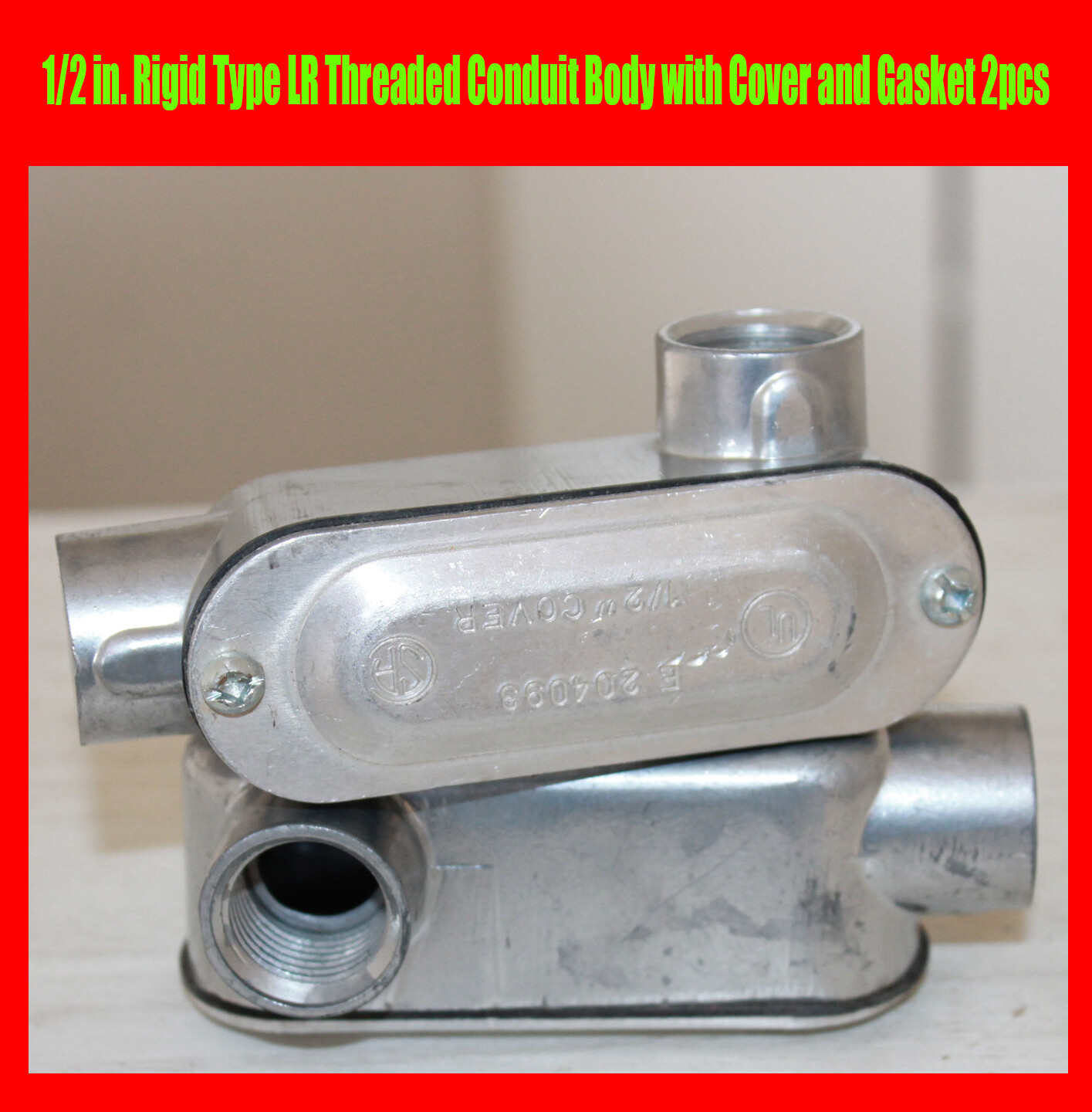 1/2 in. Rigid Type LR Threaded Conduit Body with Cover and Gasket 2pcs ...