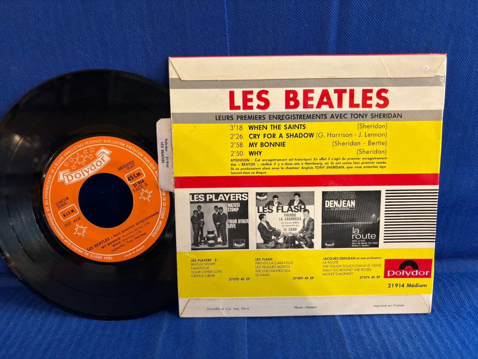 THE BEATLES MY BONNIE 21914 LANGUETTE REPAIRED. ORIGINAL FRANCE 45T/7 ...