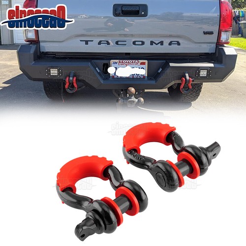 3/4" Black 4.75t D-Ring Bow Shackles + 7/8" Pin For Toyota Tacoma ...