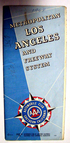 Triple AAA Metropolitan Los Angeles Freeway System Vintage Travel Map ...