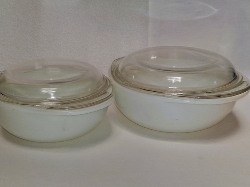 Vtg 1960s Pyrex 024 and 023 set, OPAL 2qt. and 1.5qt. casseroles w/lids ...