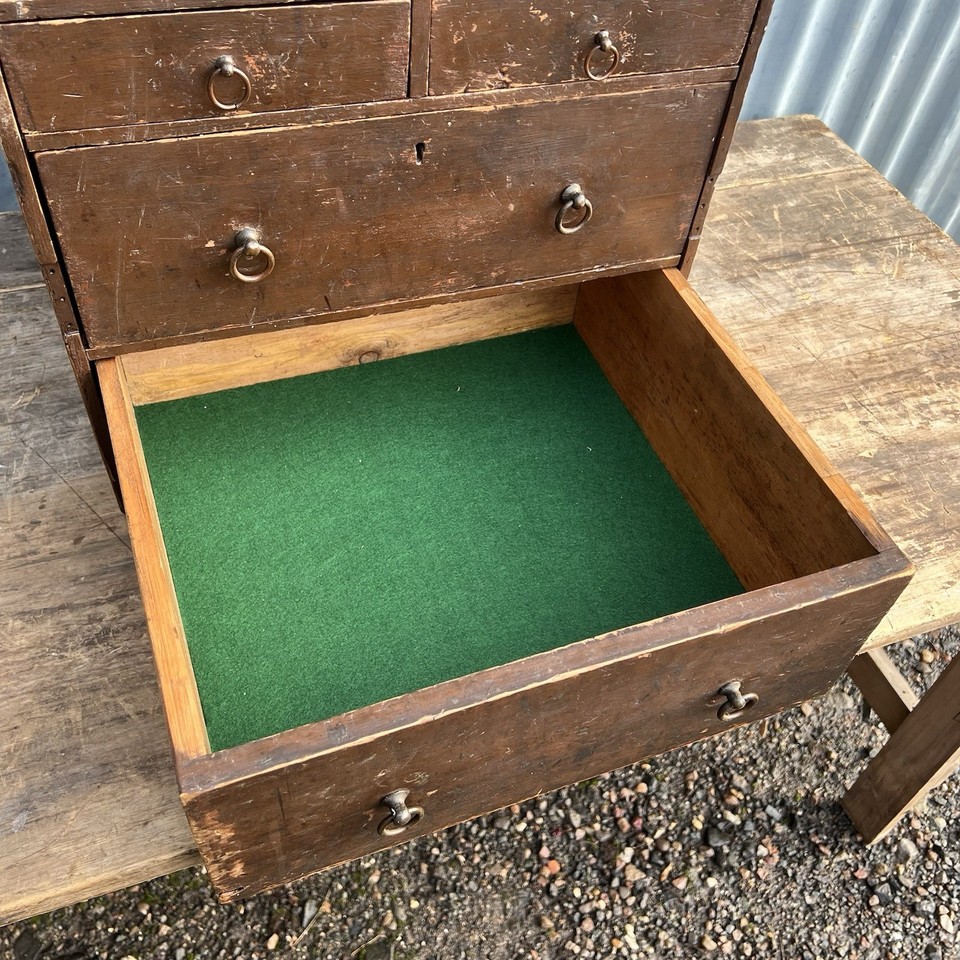 Vintage Wooden Engineers Collectors Tool Watch Makers Cabinet Box Chest ...