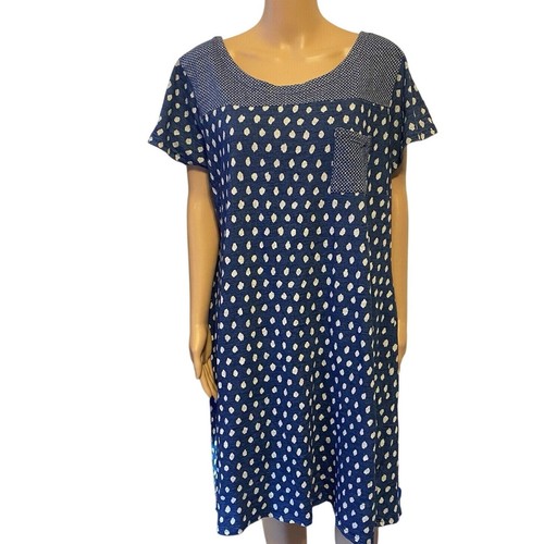 Old Navy XXL/TTG Blue White Dots Short Sleeve Round Neck Work Casual ...