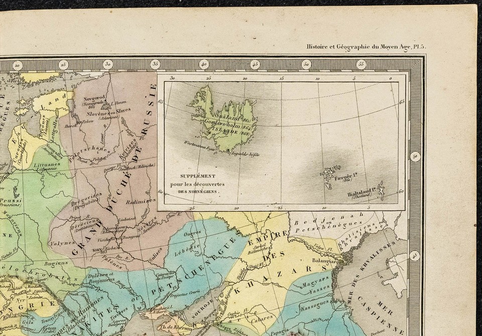 1850Ca - Antique Map Of Europe After Charlemagne In 888 - School Map ...