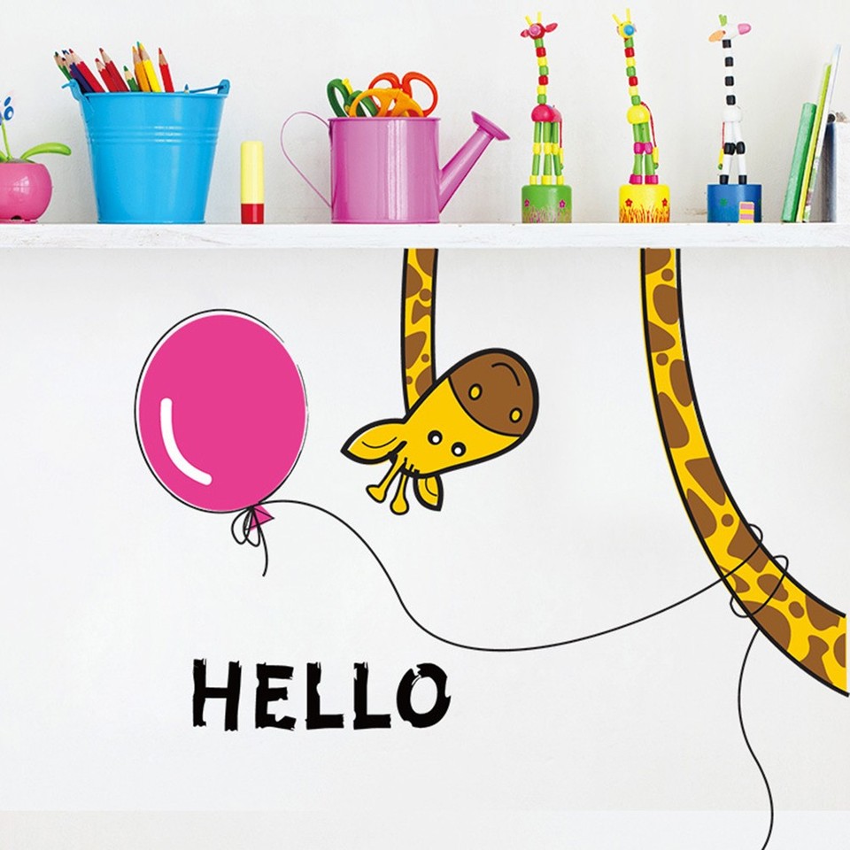 Cartoon Giraffe Sticker Removable Wall Decals for Refrigerator Door ...