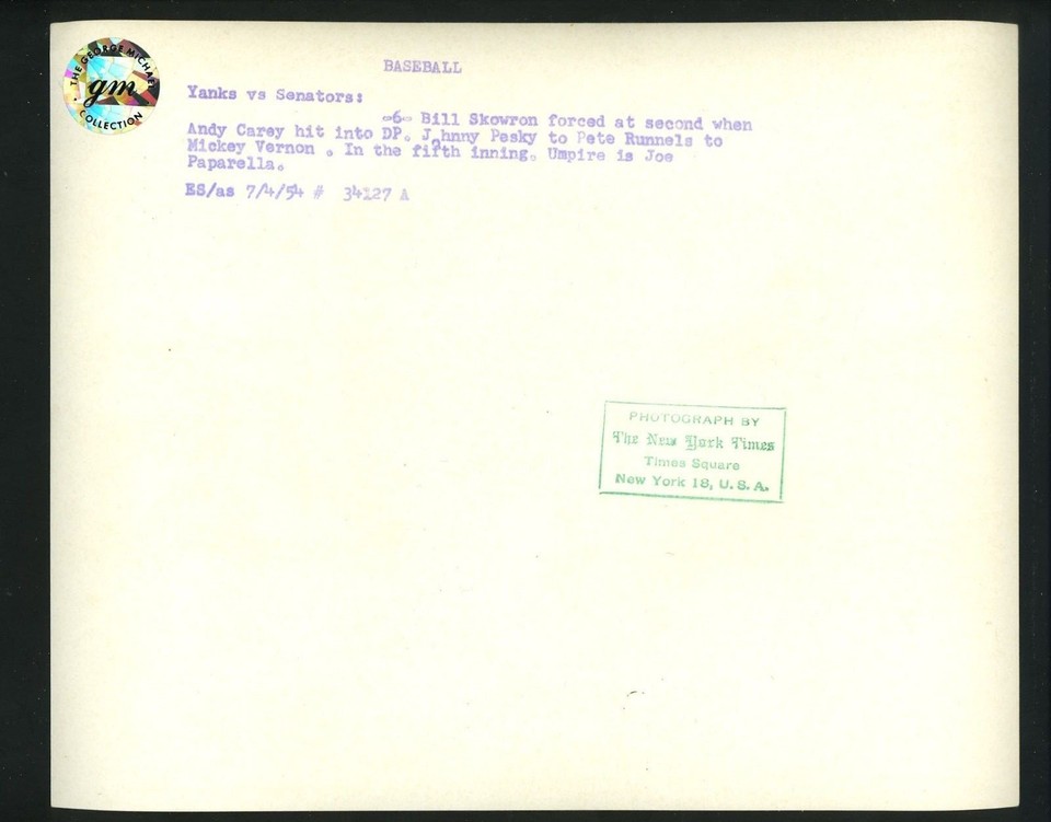 Pete Runnels Bill Skowron Umpire Joe Paparella 1954 Press Photo Yankees ...