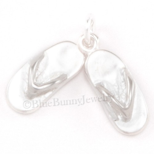 SANDALS Charm pendant flip flop charm Beach STERLING SILVER 925 3D set ...