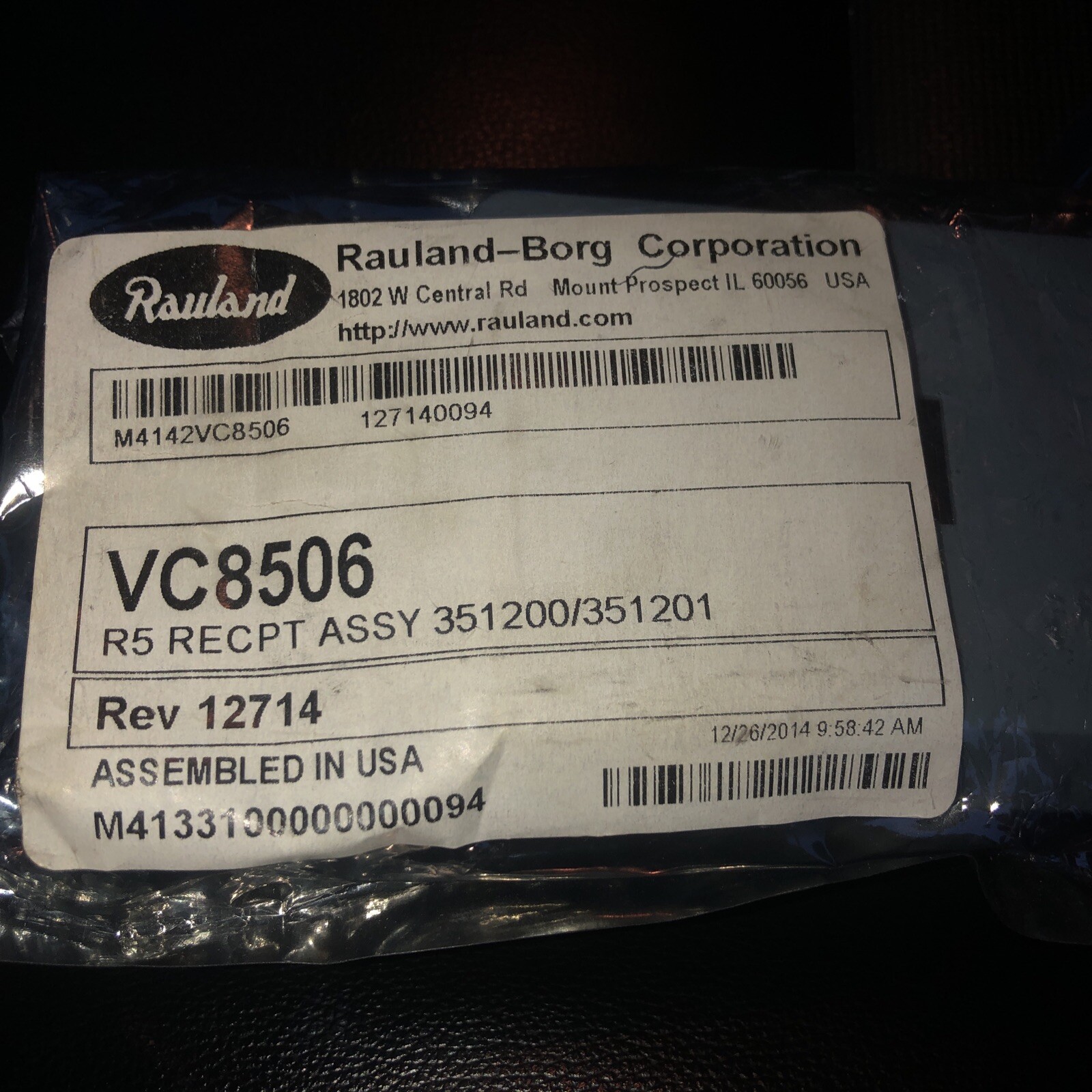 Rauland 351201 VC8506 Responder 5 Console Receptacle Sealed Free ...