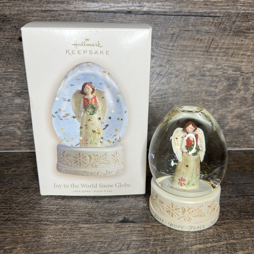2007 Hallmark Joy to the World glass Snow Globe Hope Peace Love Snow ...