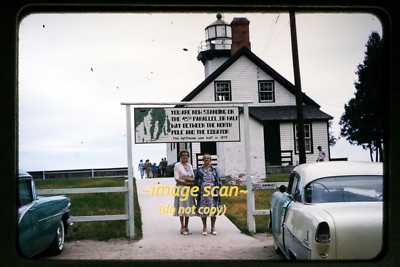 1950's Women at 45th Parallel & 1955 Chevy Car, Original Kodachrome ...