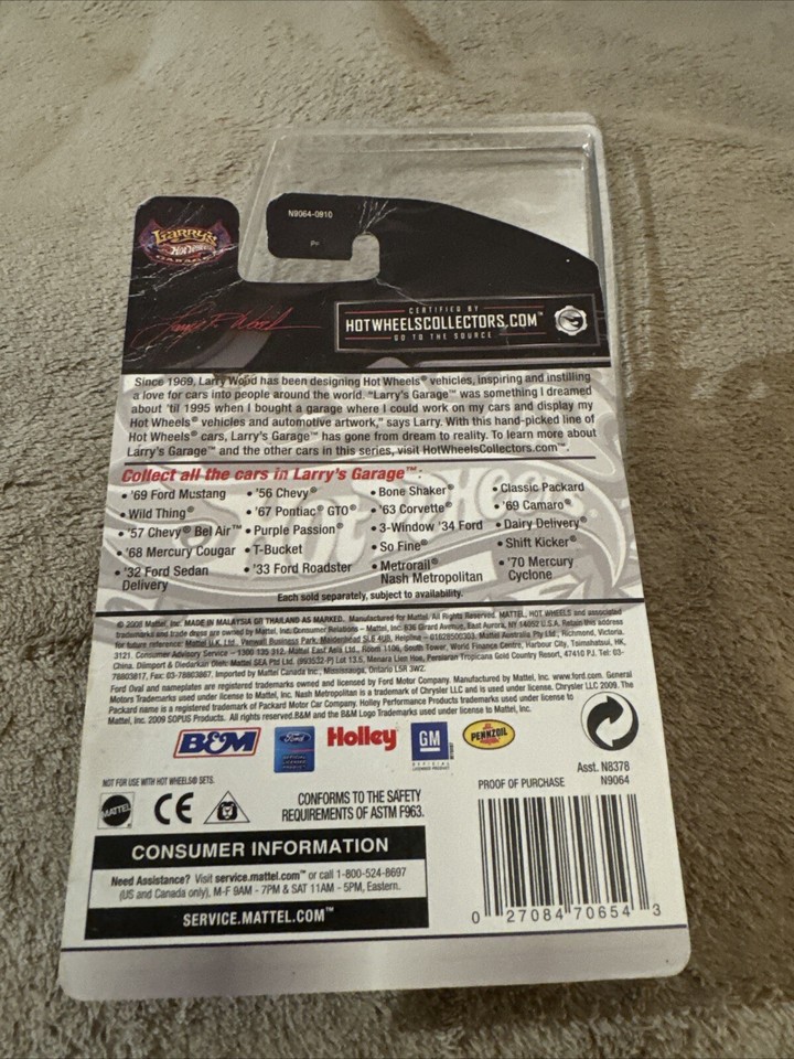 HOT WHEELS LARRY'S GARAGE '70 MERCURY CYCLONE RED Damaged Package(b2 ...