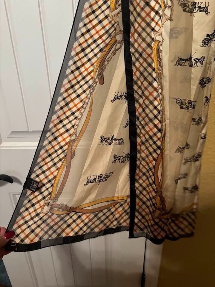 DAKS London Vintage Rectangle Horse and Carriage Themed Silk Scarf | eBay