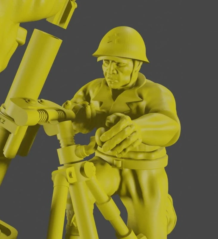 WWII Japanese 81 mm Medium Mortar with Crew (4 models) Various Scales ...