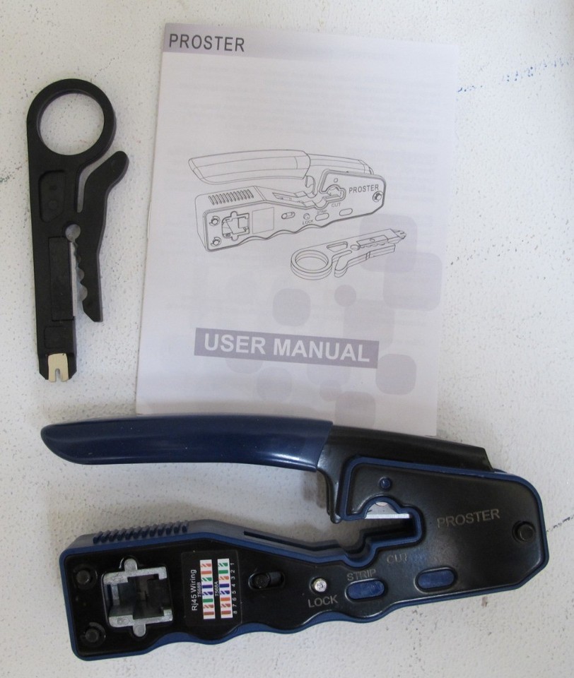 Proster RJ45 Pass Through Crimping Tool Kit, RJ45 Connectors & Covers ...