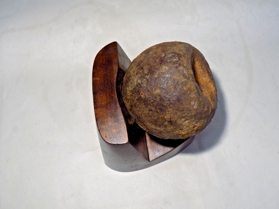 6 Lb. Civil War Impacted/Squished Canon Ball With Stand-State Of ...