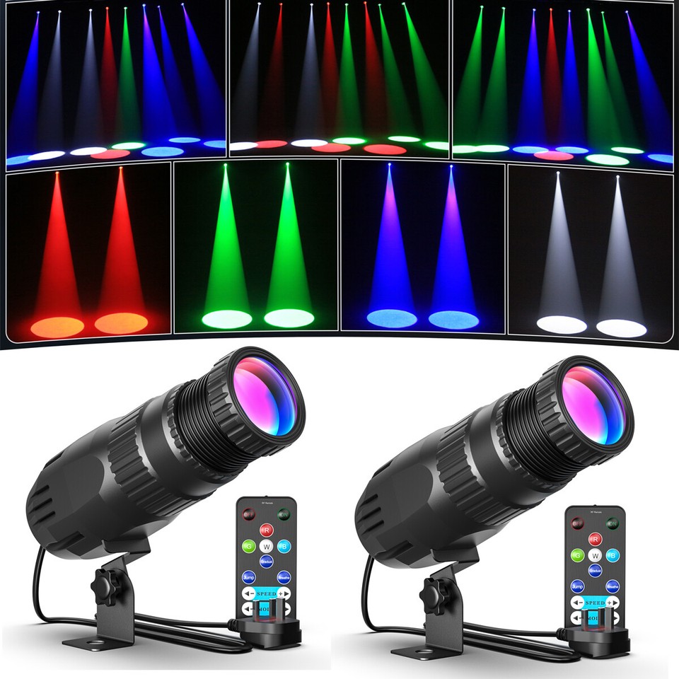 RGBW Quad LED 10W Spotlight with Remote DJ Stage Lighting Beam Pinspot ...