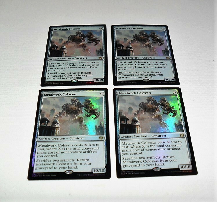 MAGIC THE GATHERING HOLOFOIL CARD LOT OF 4 CARDS METALWORK COLOSSUS ...