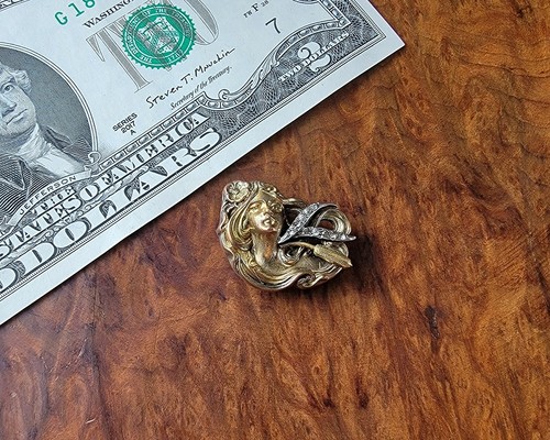 Antique Watch Pin/Brooch-Art Nouveau Woman-Gold Plated or Gold Filled ...