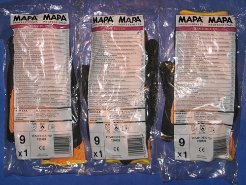 MAPA PROFESSIONNEL TEMP-DEX 720 3-PR SIZE 9 NITRILE HEAT RESISTANT ...