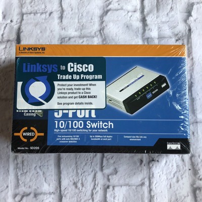 Linksys 5 Port 10/100 Switch SD205 with Power Adapter Brand New Sealed ...